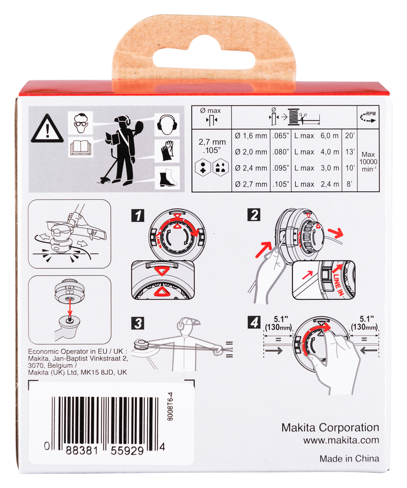 Trimmipea Makita Tap&Go 2,0mm M8x1.25LH | Gardest